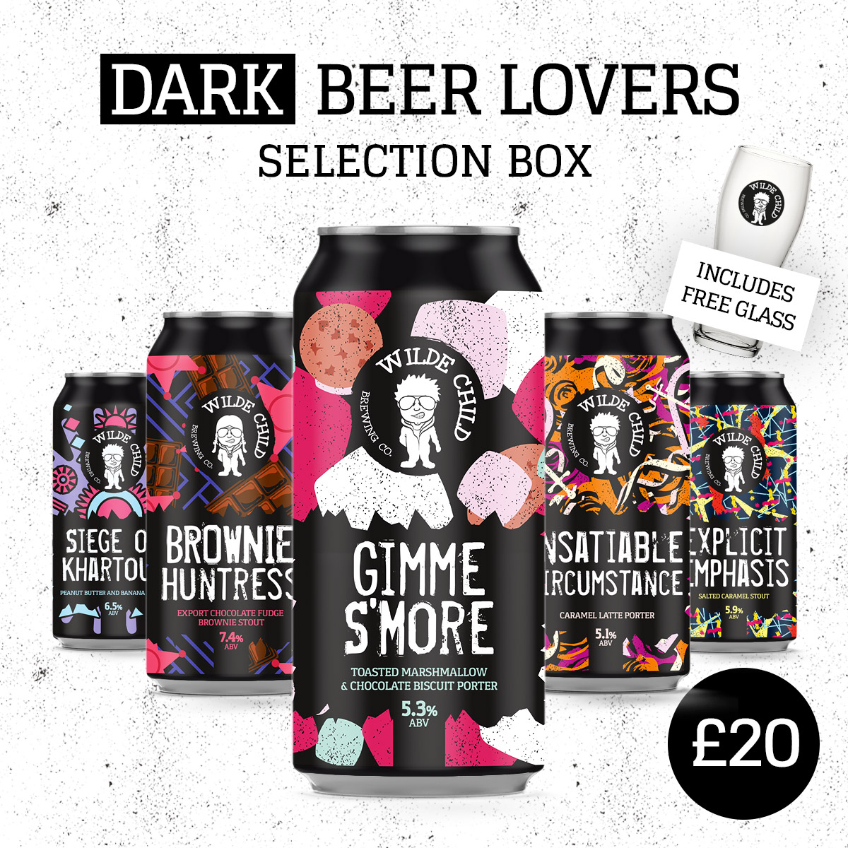 Dark Beer Lovers Selection Box and Free Glass - Wilde Child Brewing